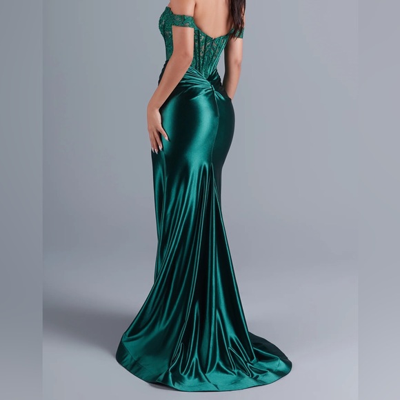 Dresses Emerald Green Offtheshoulder Long Prom Dress Poshmark